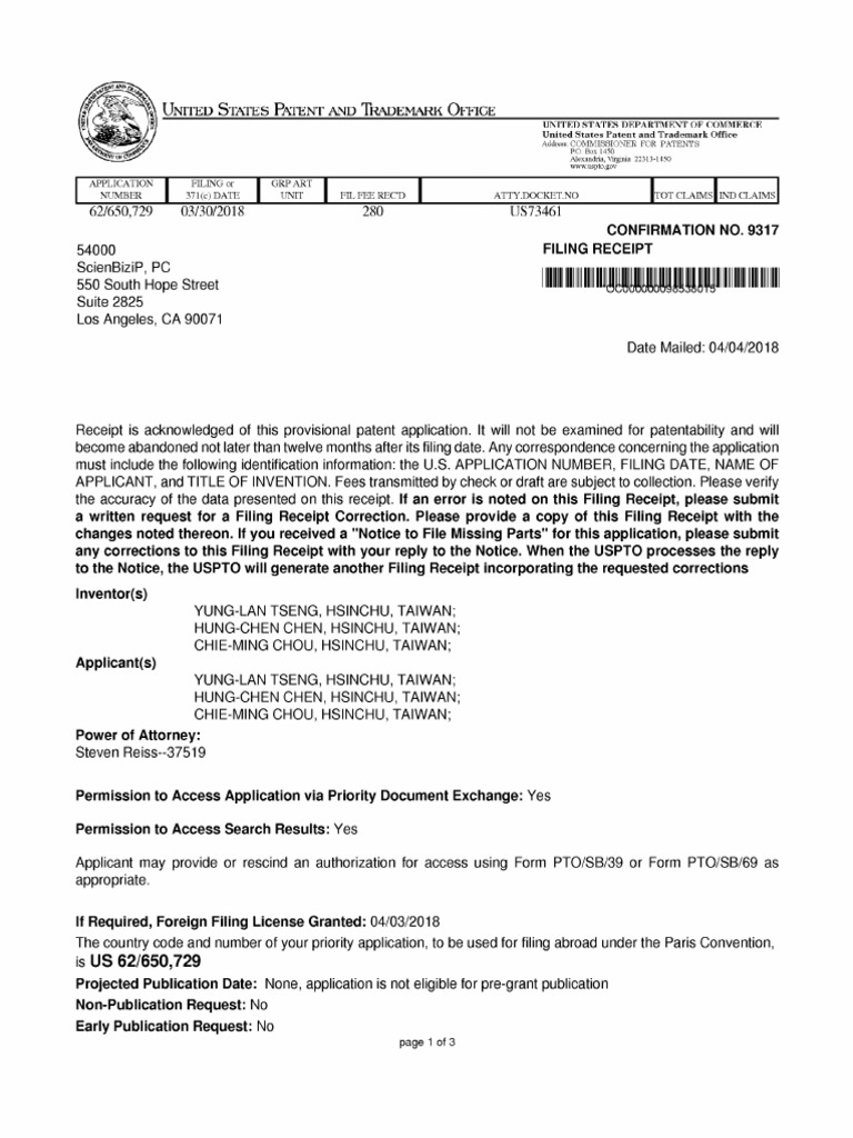 US20190305867A1 - Priority Document | PDF | United States Patent And ...