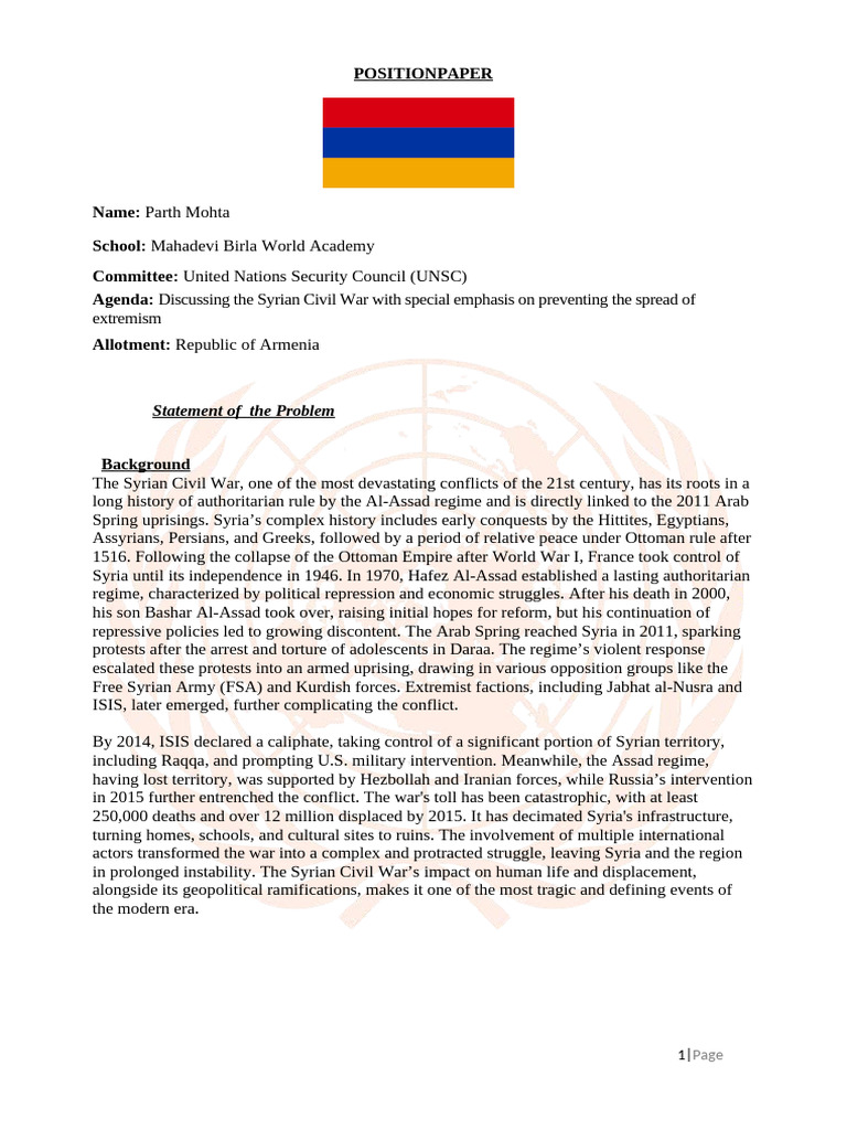 Position Paper Sample | PDF | Syrian Civil War | Syria