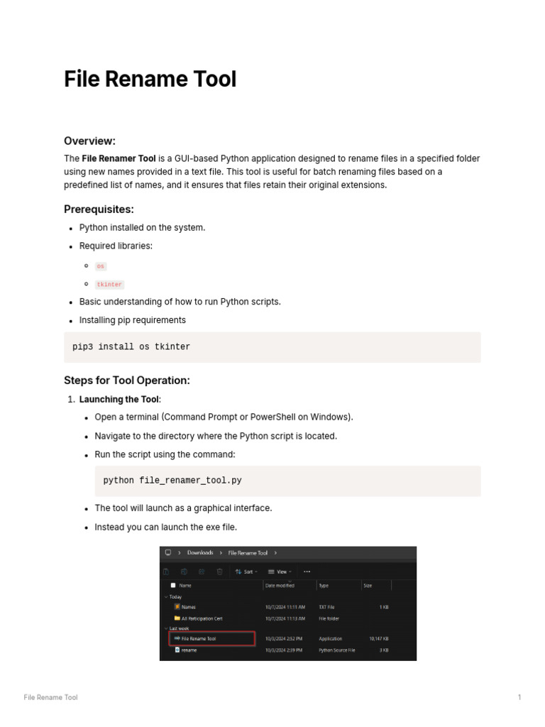 File Rename Tool SOP | PDF | Computer File | Directory (Computing)