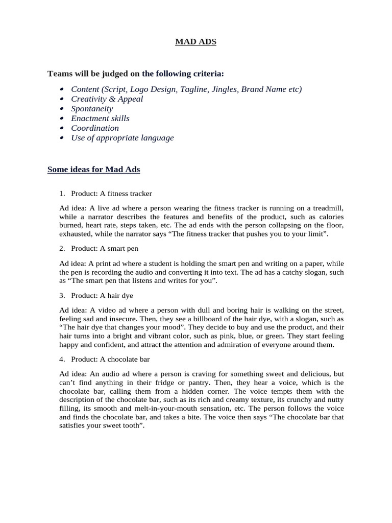 Mad Ads Questions | PDF | Business | Social Science