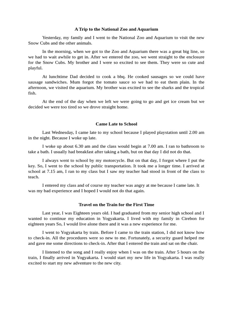 10 Examples of Recount Text | PDF