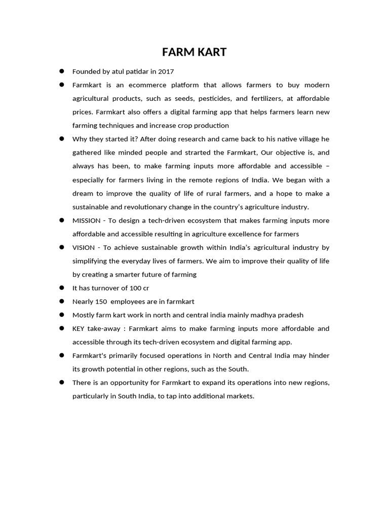 FARM KART case study | PDF | Agriculture | E Commerce
