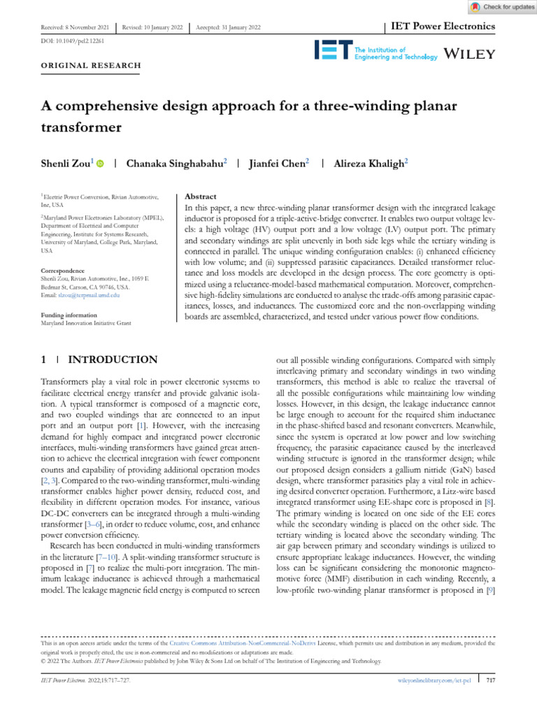 A Comprehensive Design Approach For A Three Winding Planar Transformer ...