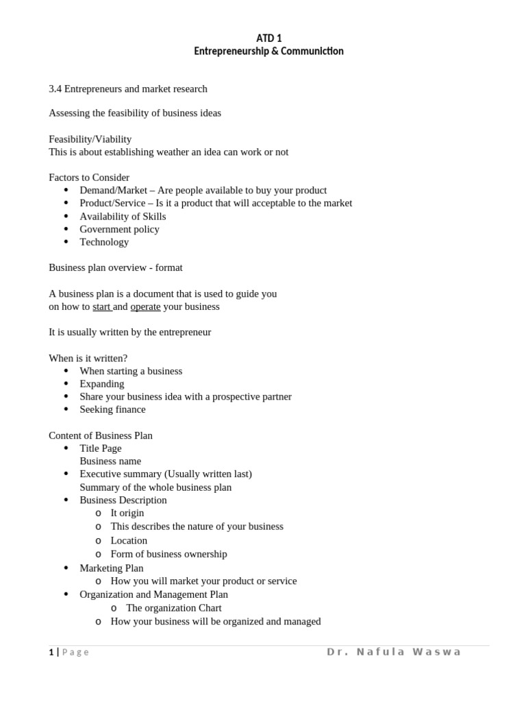 Business Planning for Entrepreneurs | PDF | Marketing Research | Pricing