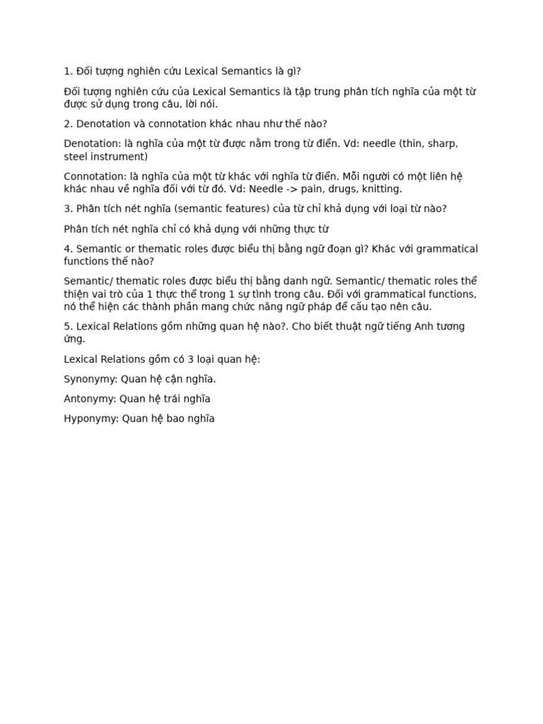 Lexical Semantics | PDF