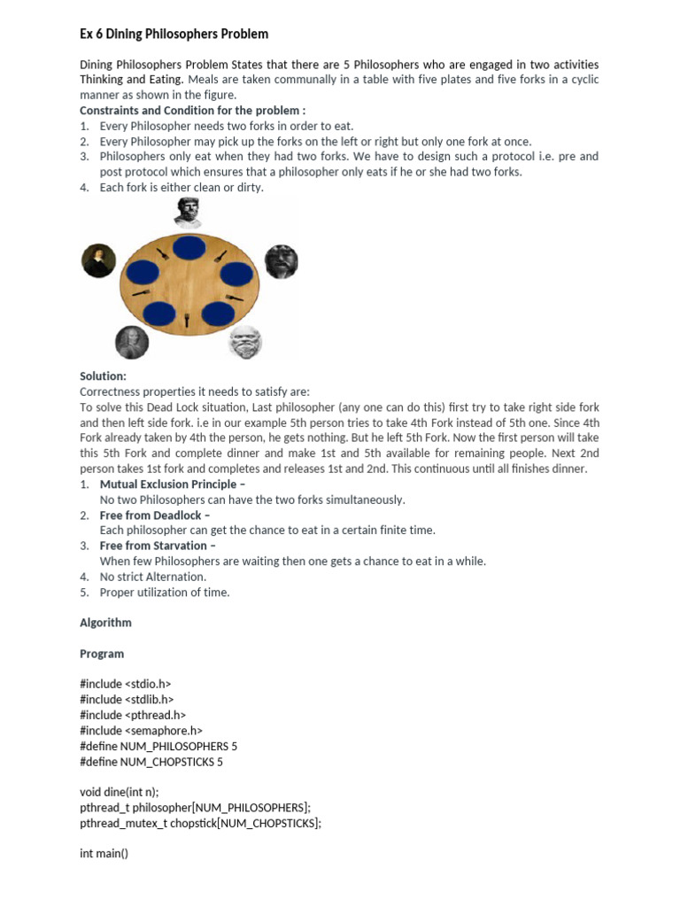 Ex 6 1 Updated Dining Philosophers Problem | PDF | Computer Science ... Ex 6 1 Updated Dining Philosophers Problem | PDF | Computer Science ...