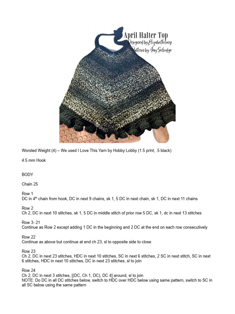 Crochet Pattern: Worsted Weight Yarn Top | PDF