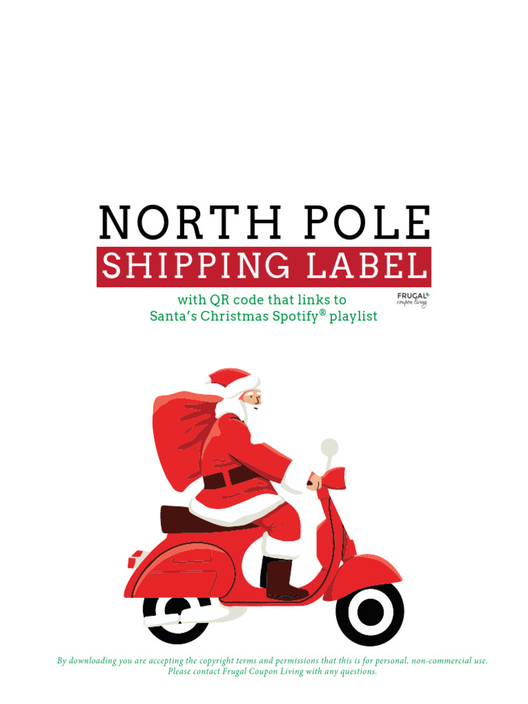 North Pole Shipping Label Frugal Coupon Living | PDF