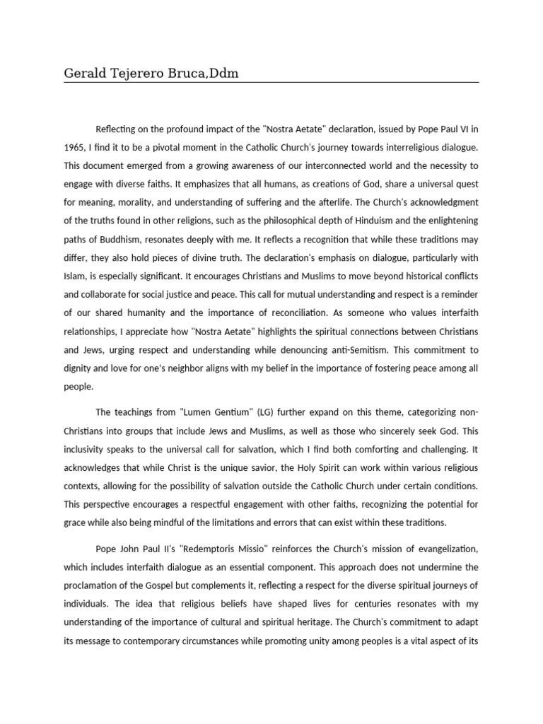 assignment 2 | PDF | Interfaith Dialogue | Catholic Church