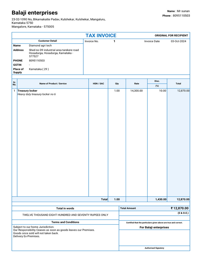 Invoice - 1 Diamond Agri Tech Mohammed Aqhib Musharraf 01 34 50 | PDF | Taxes | Government Finances