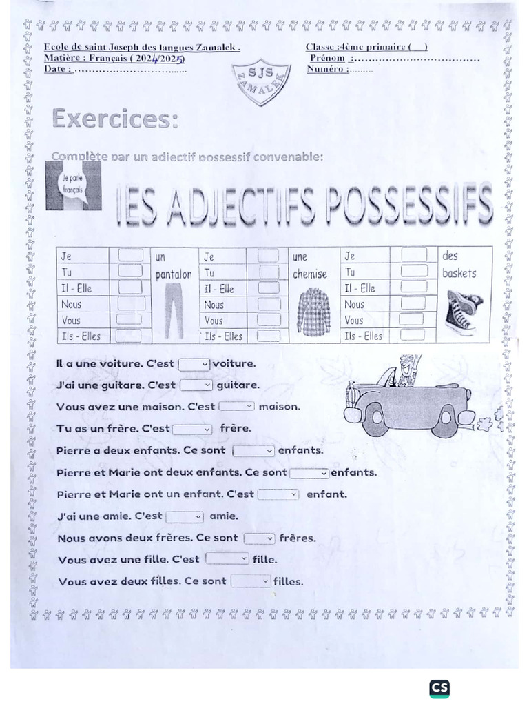 Possessif 4 Eme | PDF