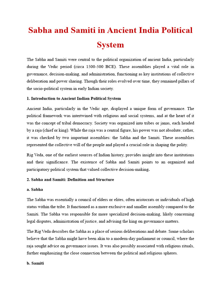 Sabha and Samiti in Ancient India | PDF | Vedas | Governance