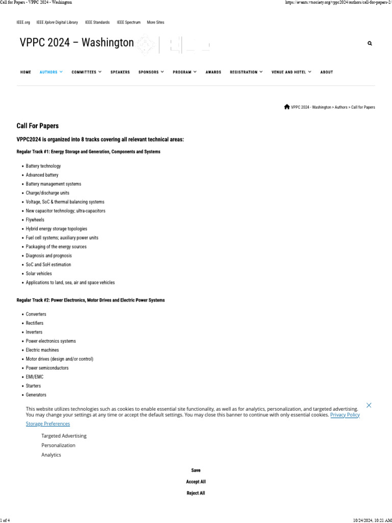 Call For Papers - VPPC 2024 - Washington | PDF | Power Electronics ...