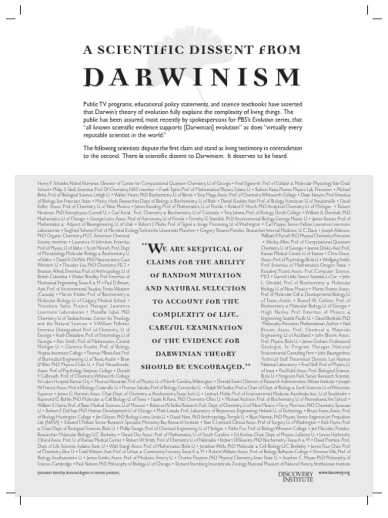 A Scientifid Dissent From Darwinism | PDF | Science