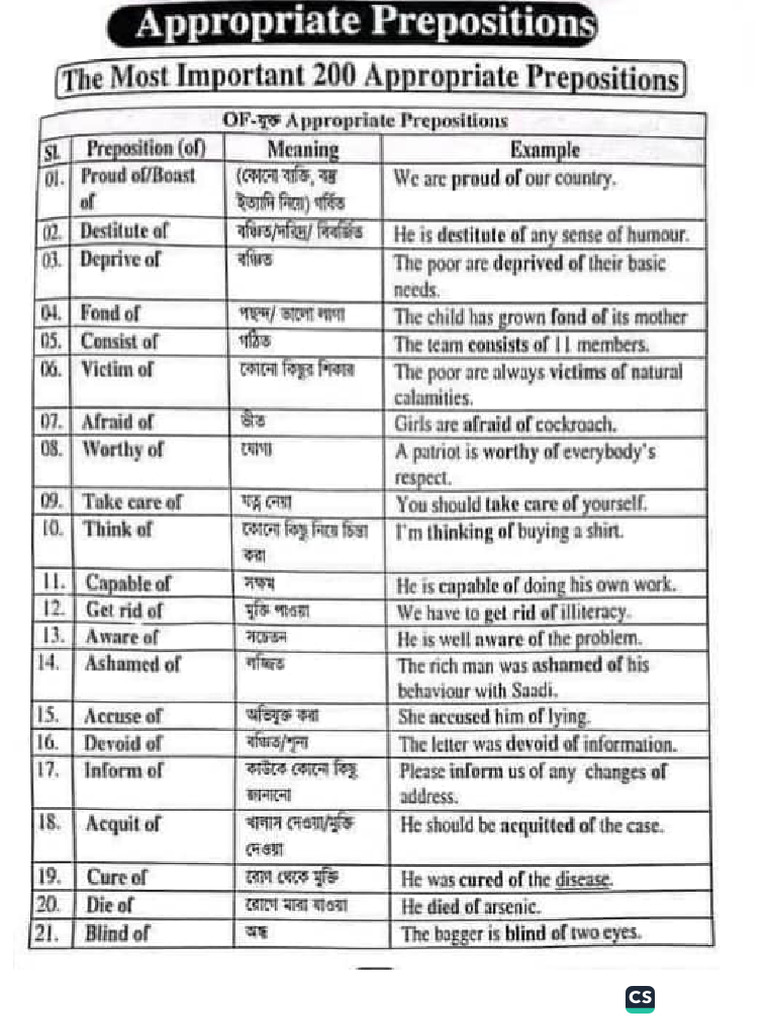 Appropriate Preposition | PDF