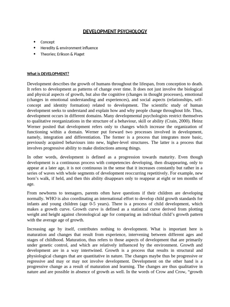Ba1 Sem 2 Unit 2 Development Psychology | PDF | Developmental Psychology | Behavioural Sciences