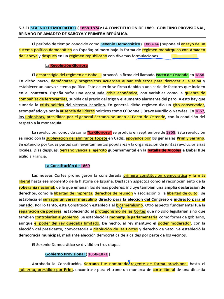 5.3. El Sexenio Democratico | PDF | Política de españa | Gobierno de españa