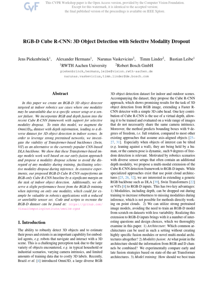 RGB-D Cube R-CNN: 3D Object Detection | PDF | Rgb Color Model | Applied Mathematics