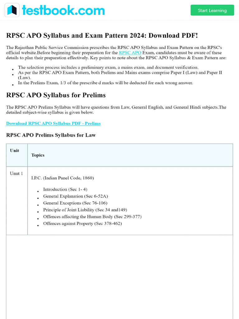 RPSC APO Syllabus and Exam Pattern 2024 - Download PDF! | PDF