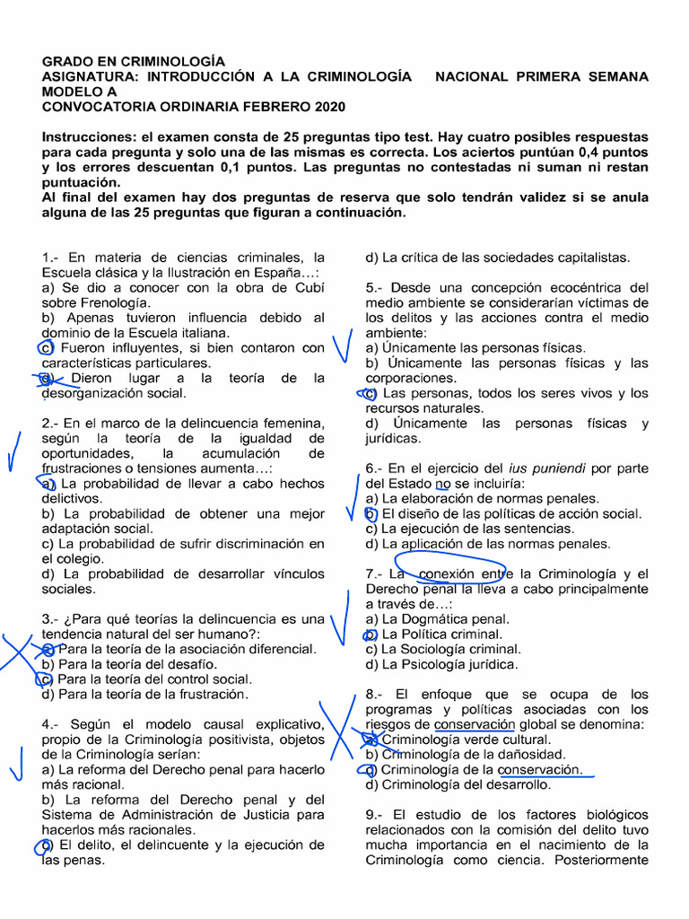 Examen 2020 Modelo A Soluciones | PDF