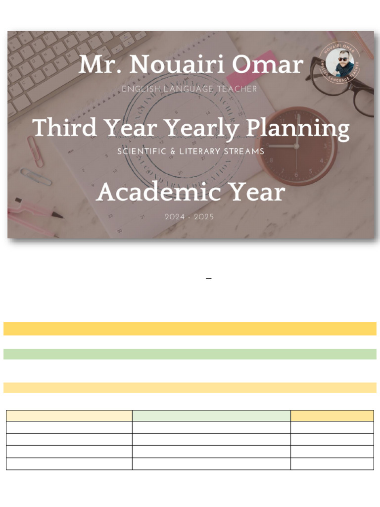 Third Year English Yearly Planning 2024-2025 | PDF | Human ...