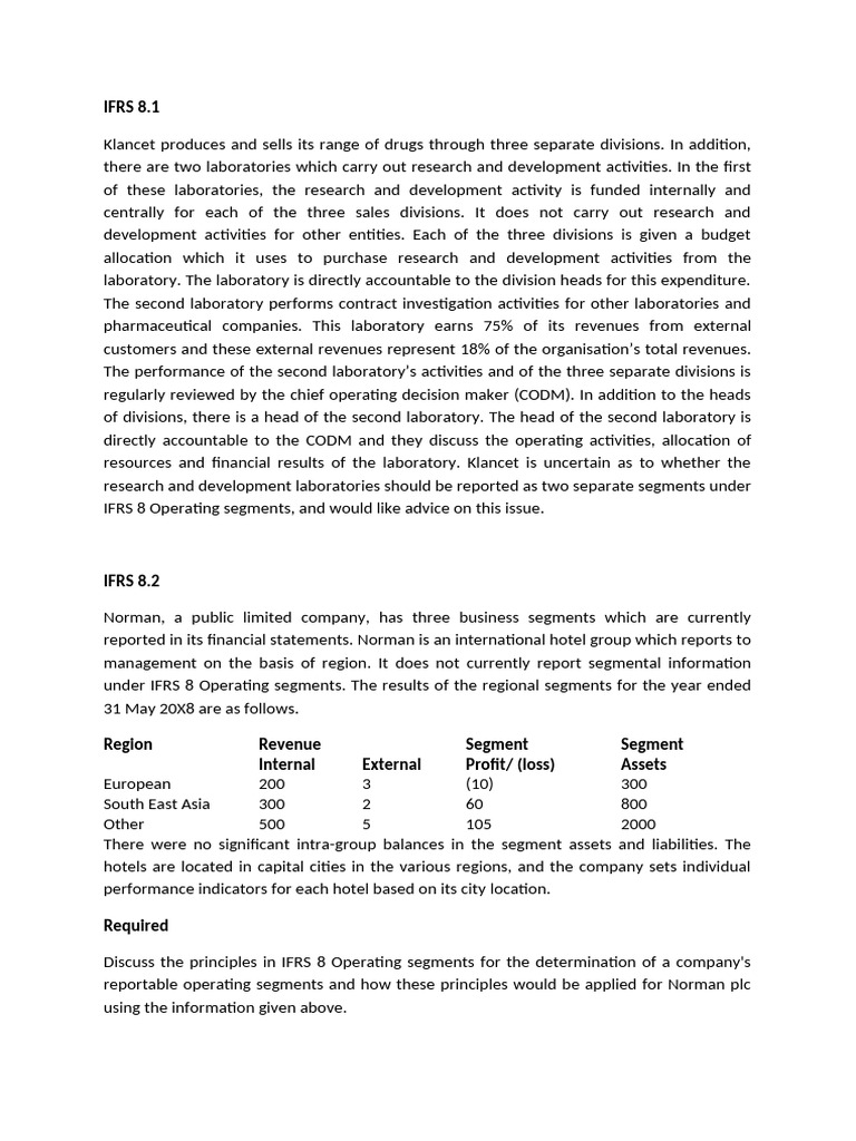 IFRS 8 W | PDF | Revenue | International Financial Reporting Standards
