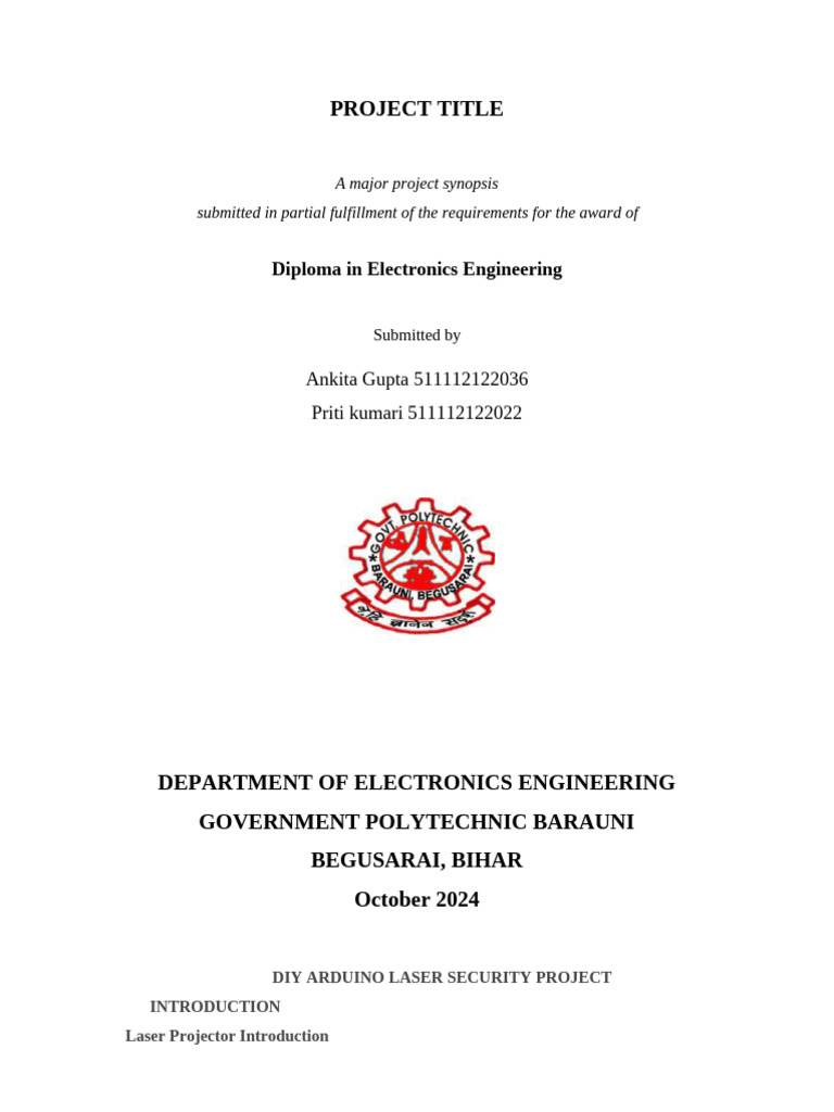 Synopsis Sample of Major Project | PDF | Arduino | Computer Security