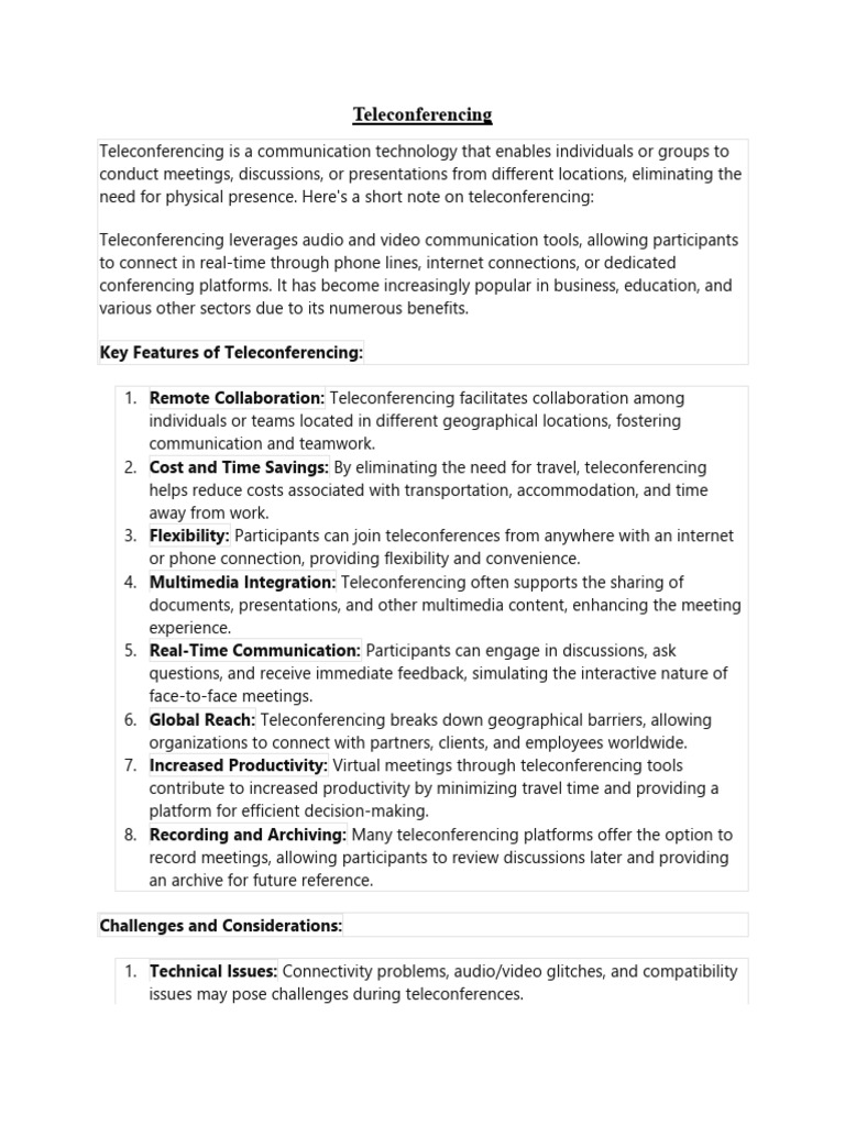 Tele Conferencing | PDF | Communication | Internet
