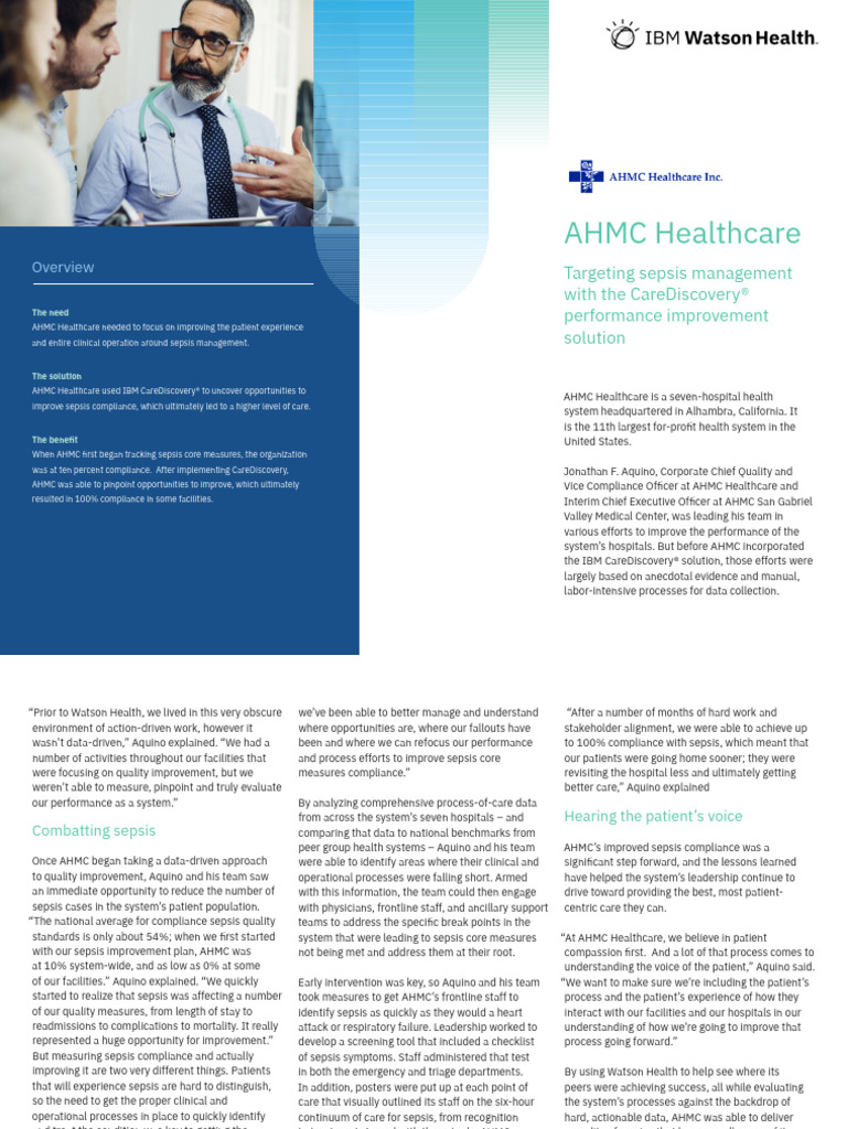 Case 3 - IBM Watson AHMC Healthcare | PDF | Sepsis | Patient