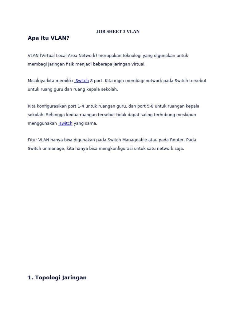 Cara Konfigurasi VLAN Di Cisco Packet Trace2 | PDF | Komputer