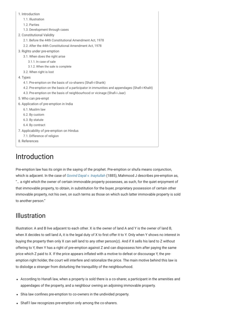 Pre-Emption Under Muslim Law - Ipleaders | PDF | Property | Common Law