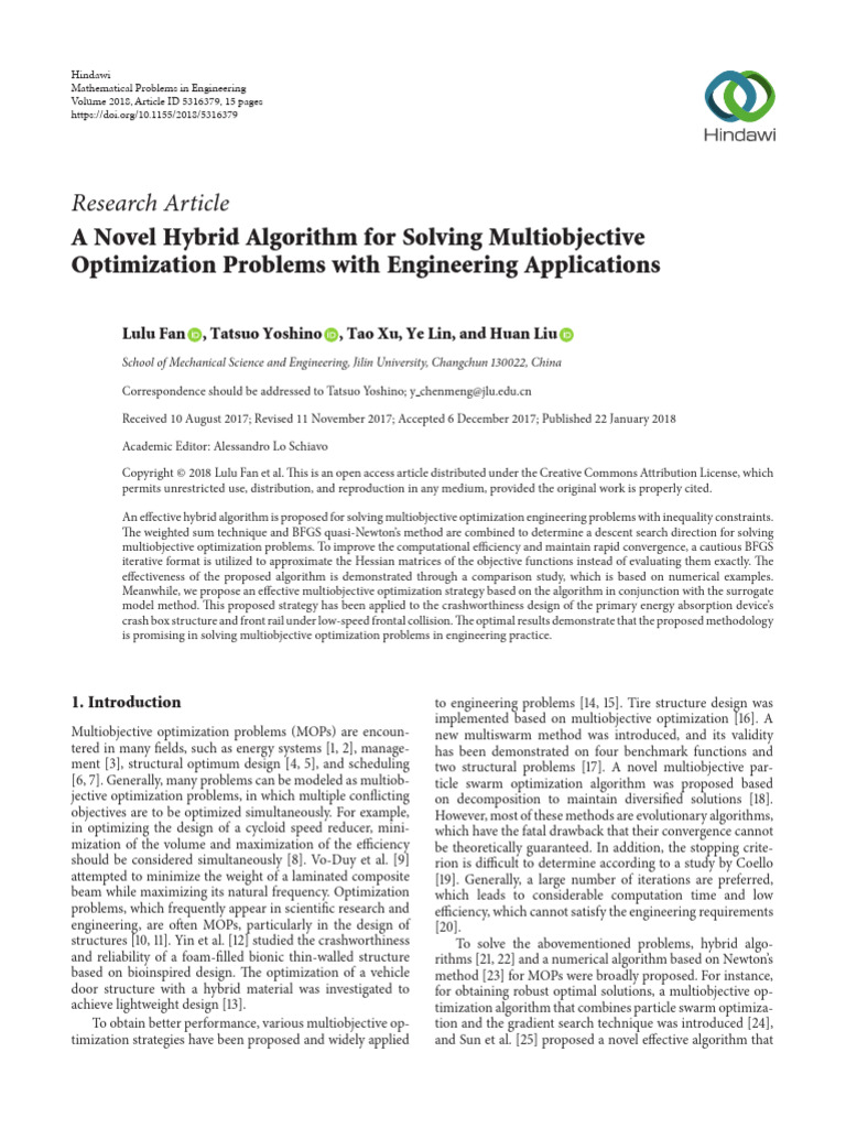 A Novel Hybrid Algorithm For Solving Mul | PDF | Mathematical Optimization | Theoretical ...