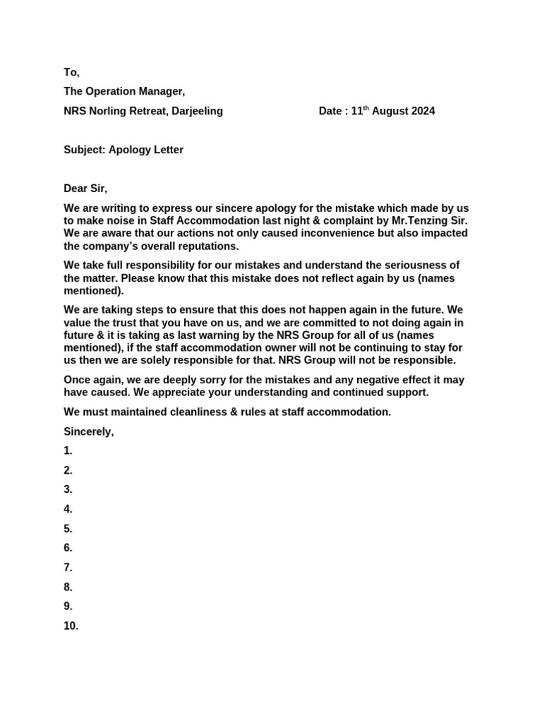 Apology Letter | PDF | Career & Growth