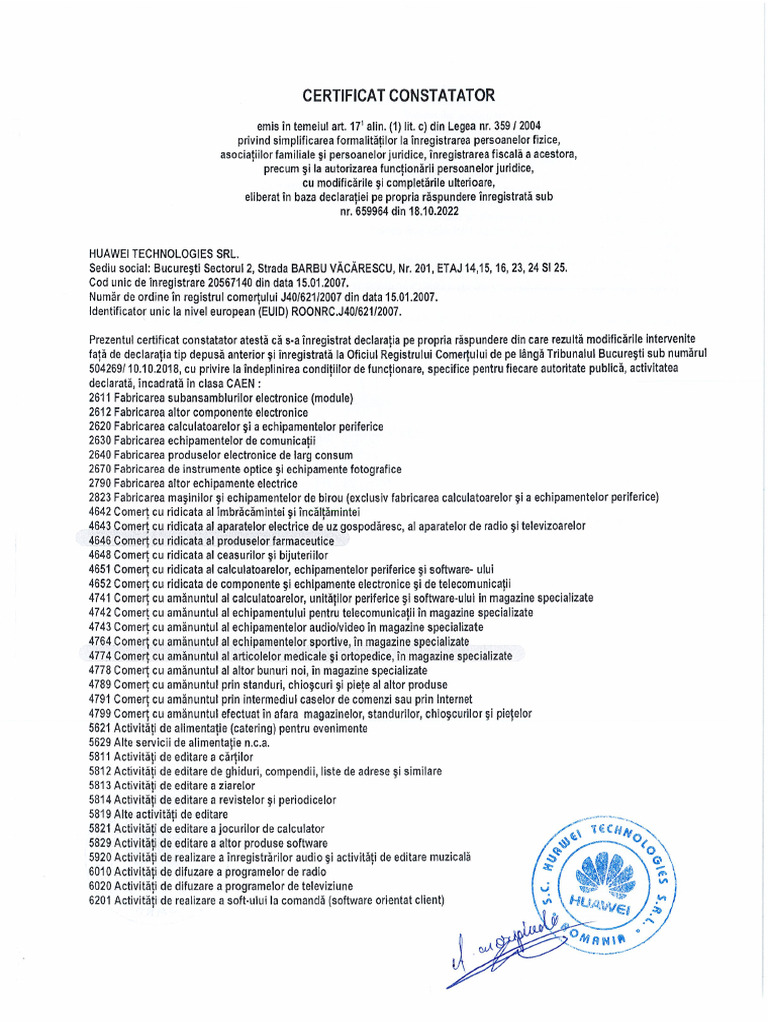 Certificat Constatator 4646 Si 4774 | PDF