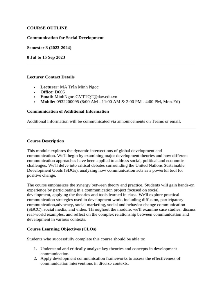 C4D outline term 3 | PDF | Evaluation | Communication