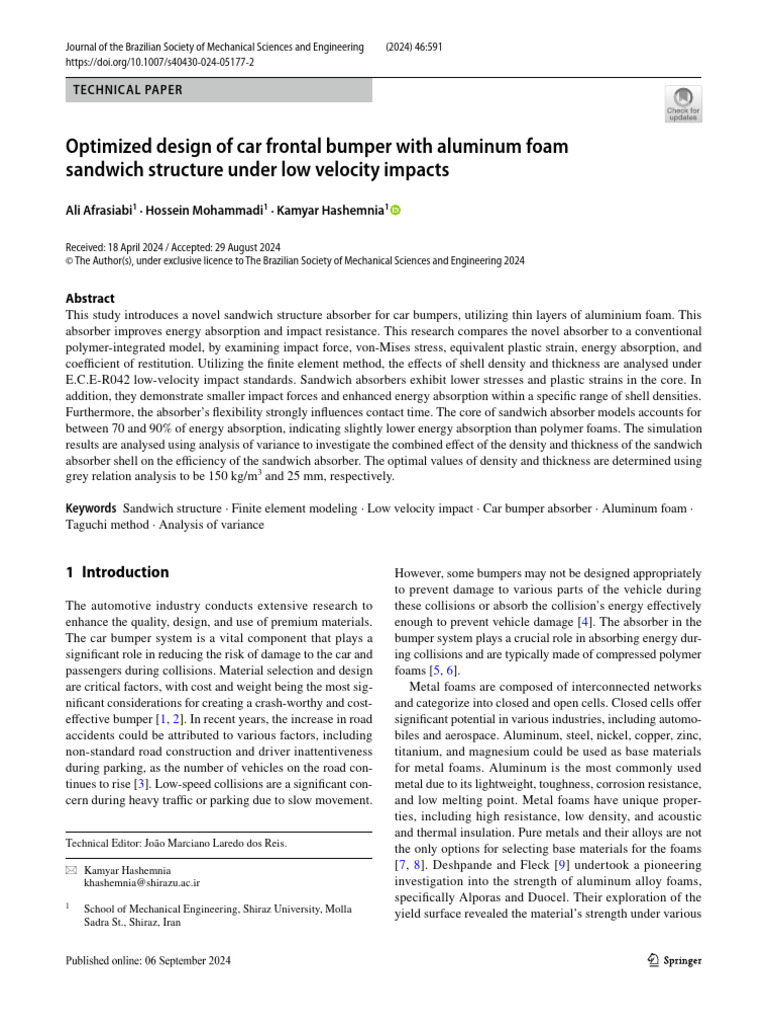 Bumper Aluminium With Foam | PDF | Strength Of Materials | Foam