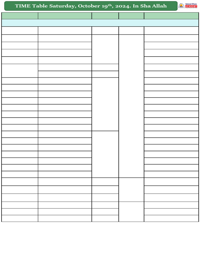 Time Table of 19 October | PDF