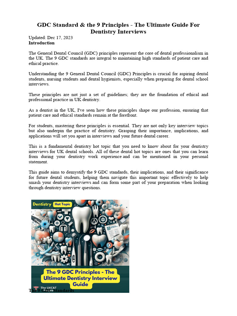 GDC Standard and The 9 Principles | PDF | Dentistry | Informed Consent