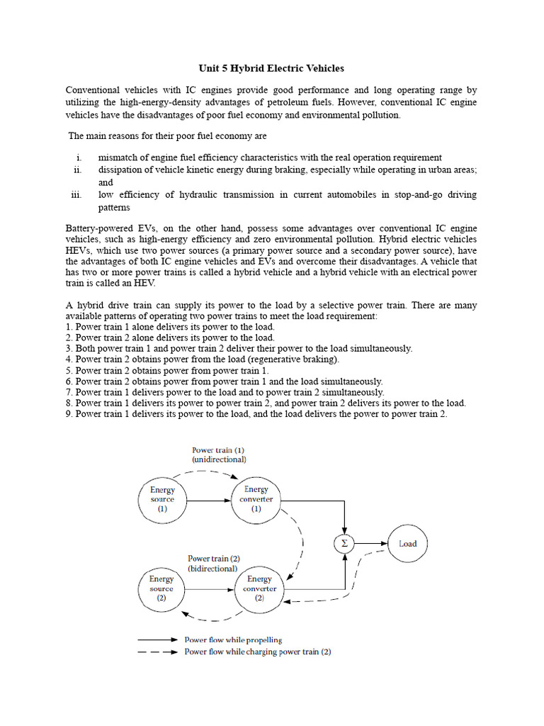 Unit 5 Hybrid Electric Vehicles.docx | PDF | Hybrid Vehicle | Engines