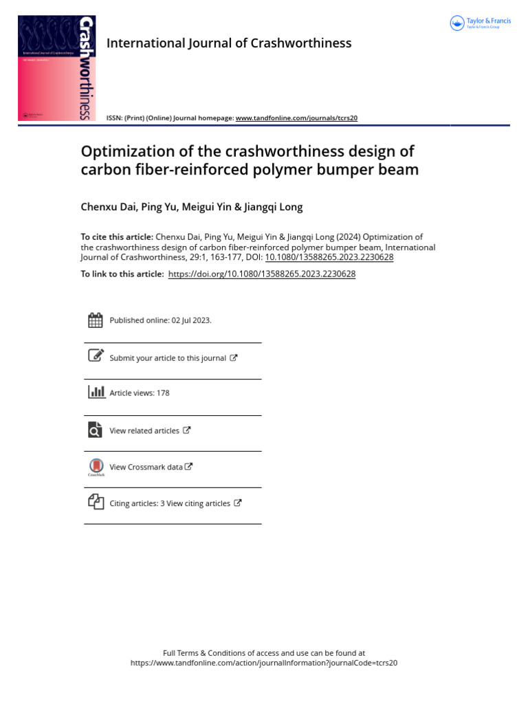 Optimization of The Crashworthiness Design of Carbon Fiber-Reinforced Polymer Bumper Beam | PDF ...