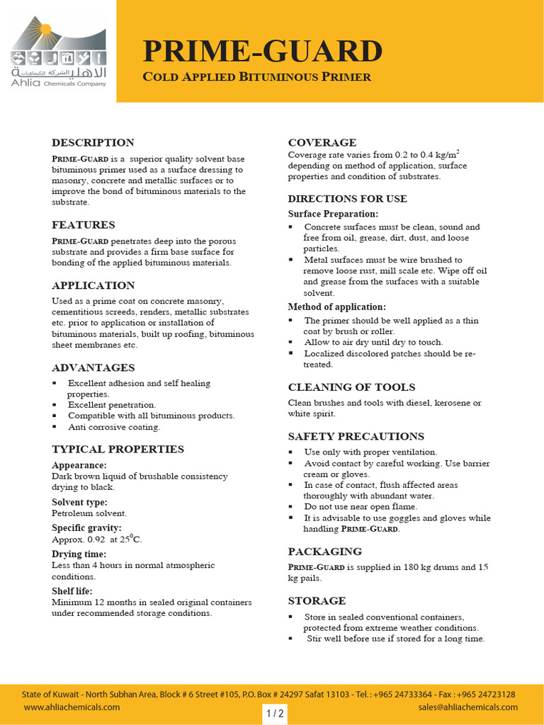 prime-guard | PDF | Materials | Industrial Processes