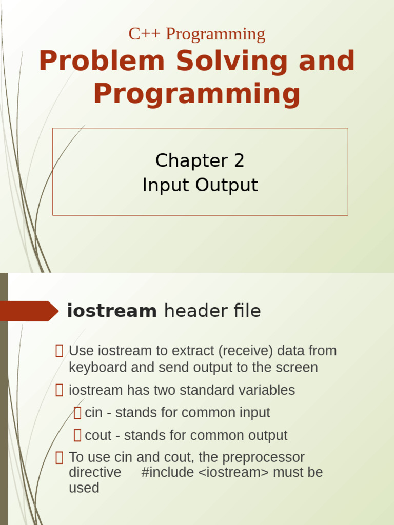 Chap02 - Input Output | PDF | Programming Paradigms | Computer Programming