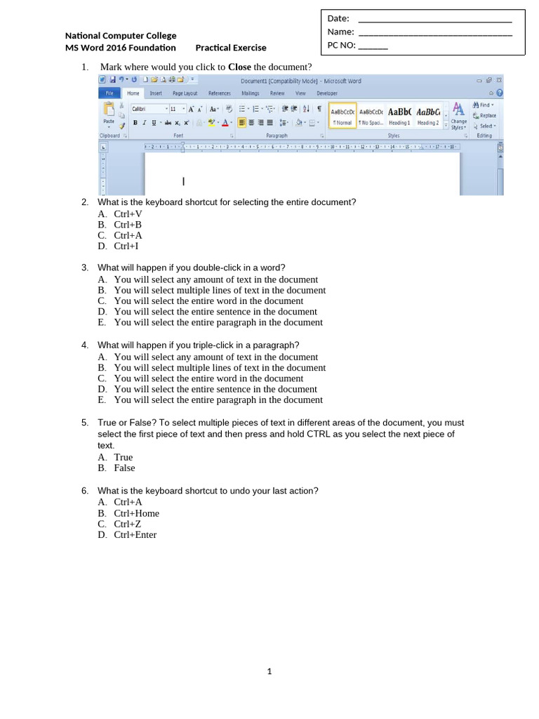 MS Word 2016 Foundation | PDF | Microsoft Word | Computing