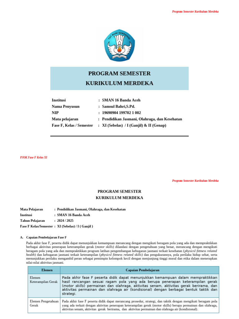 PROMES Kurikulum Merdeka 1 | PDF