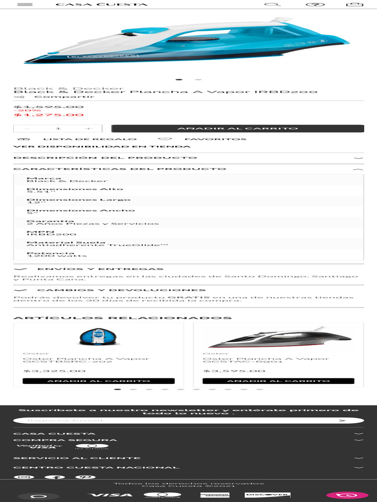 Black & Decker Plancha a Vapor IRBD200 | PDF