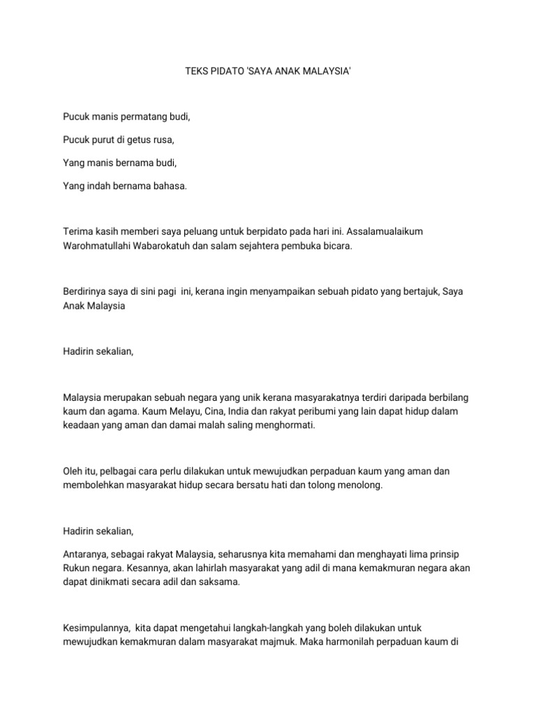 Saya Anak Malaysia | PDF