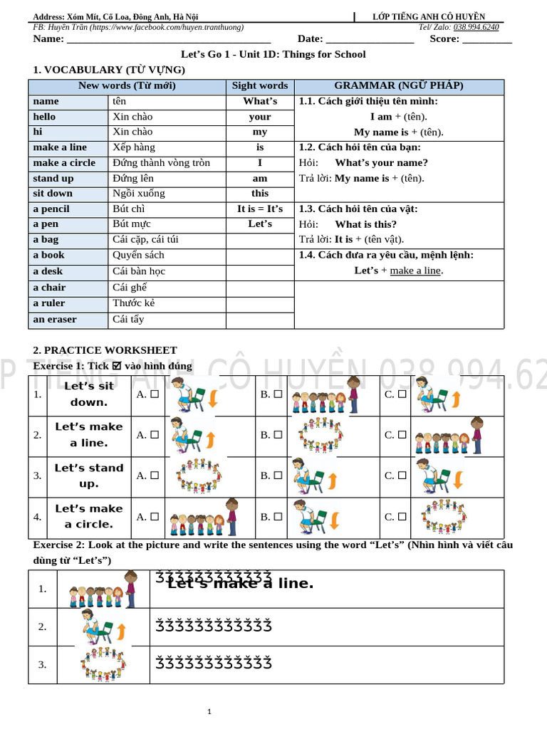 Let's Go 1 - U1D | PDF | Foreign Language Studies