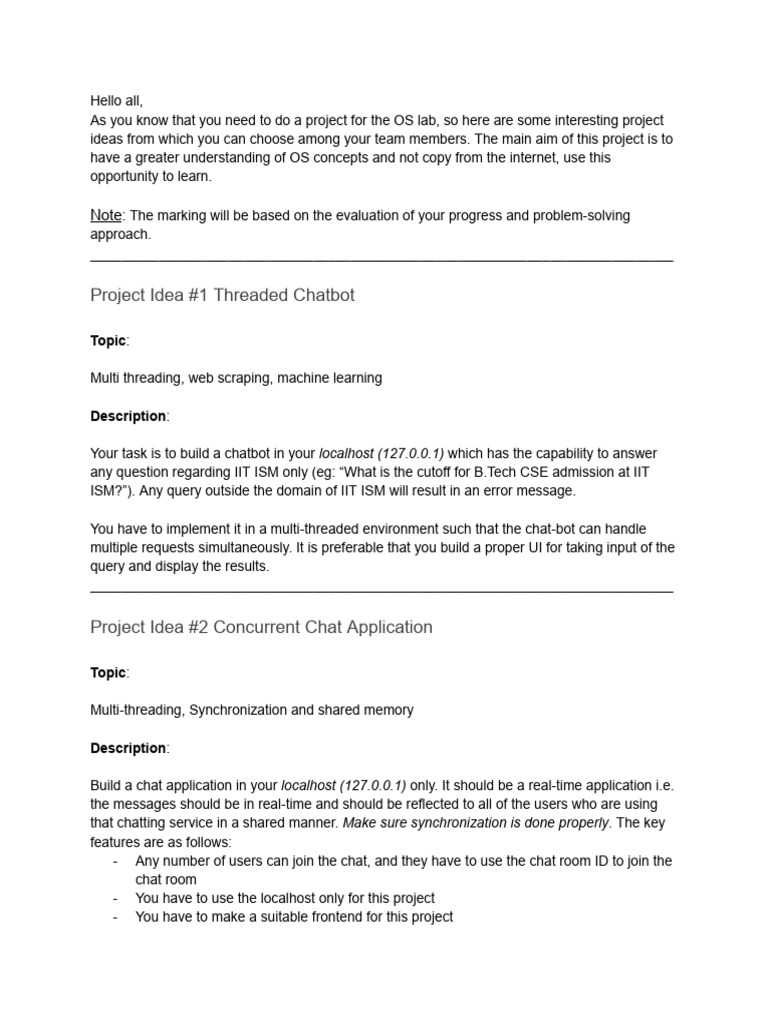 OS Lab Project Ideas for Teams | PDF | Computer File | Directory ...