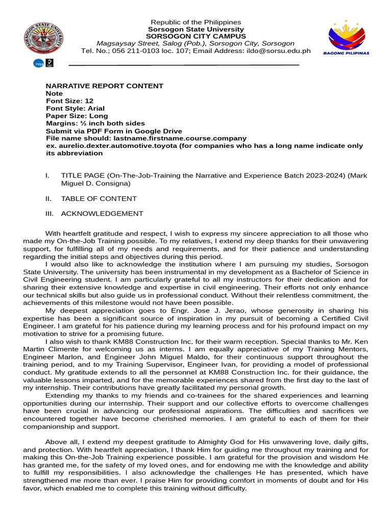 NARRATIVE REPORT FORMAT OJT 23-2 (1) .Docx OJTpisot | PDF | Learning ...