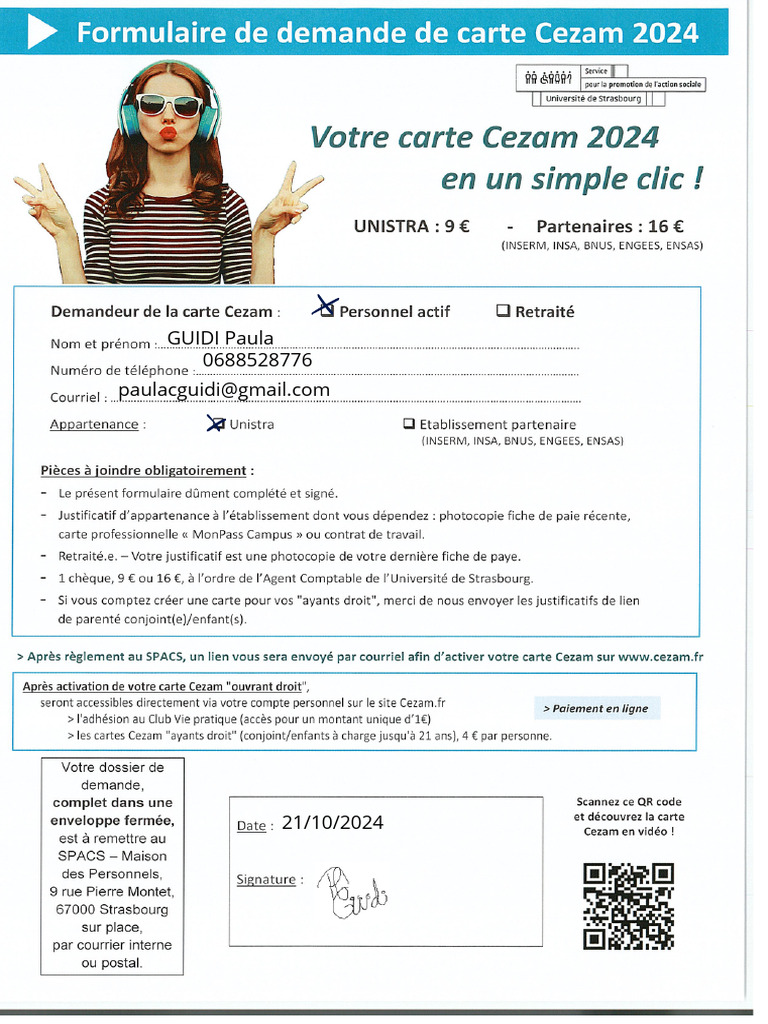 Formulaire Carte Cezam PDF | PDF